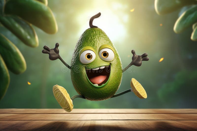 Funny Avocado, Funny Cartoon-style Character Stock Image - Image of ...