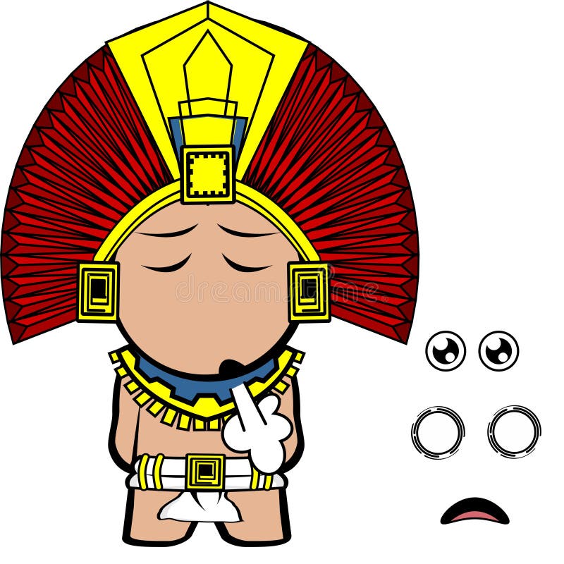 Kink Aztec Kid Mexican God Cartoon Stock Vector - Illustration of chibi ...