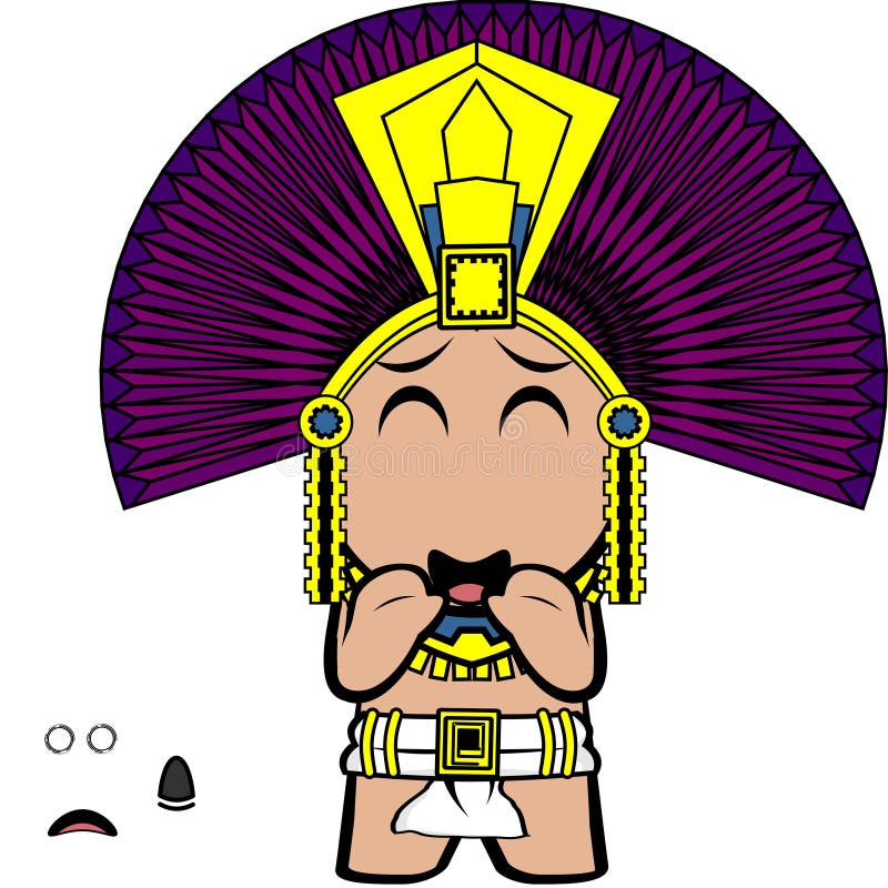 Funny Aztec Kid Mexican God Cartoon Pack Collection Stock Vector ...