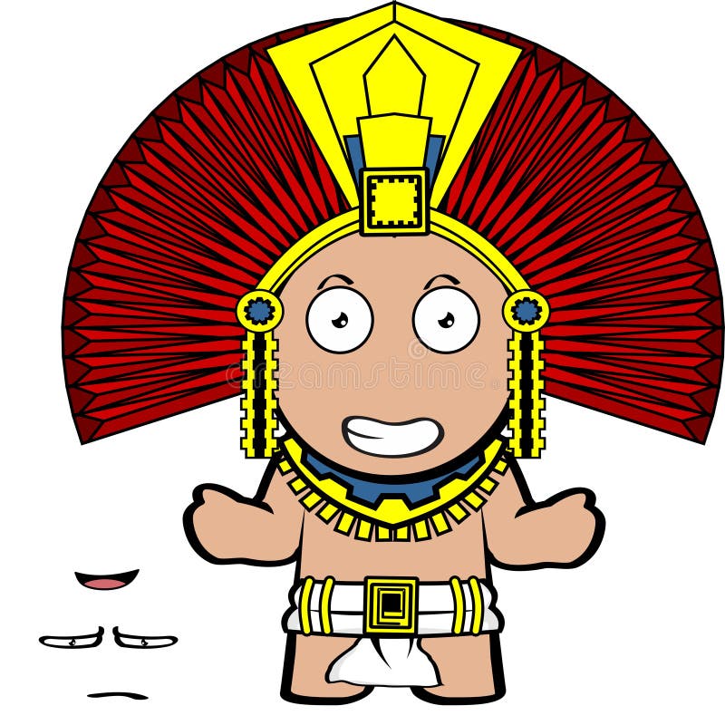 Kink Aztec Kid Mexican God Cartoon Stock Vector - Illustration of chibi ...