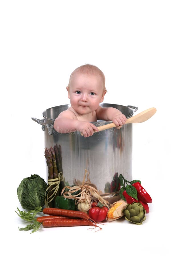 Baby in a Chef Pot stock image. Image of vegetables, female - 343437