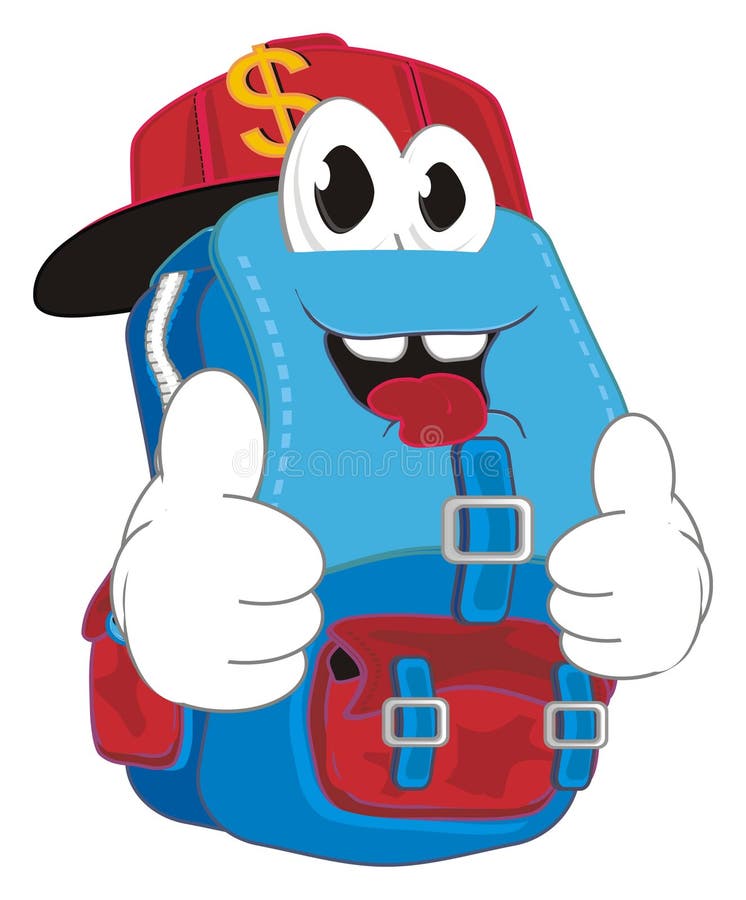 Smiling Backpack with Gesture at Classroom Stock Illustration ...