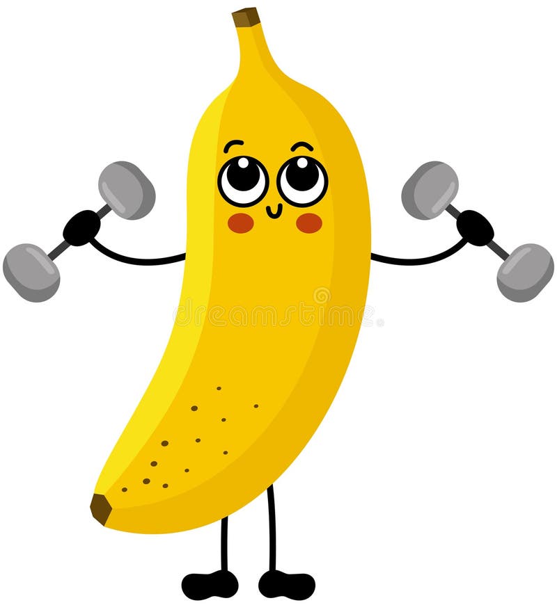 Funny Banana Character Mascot Making Gym Stock Vector - Illustration of ...
