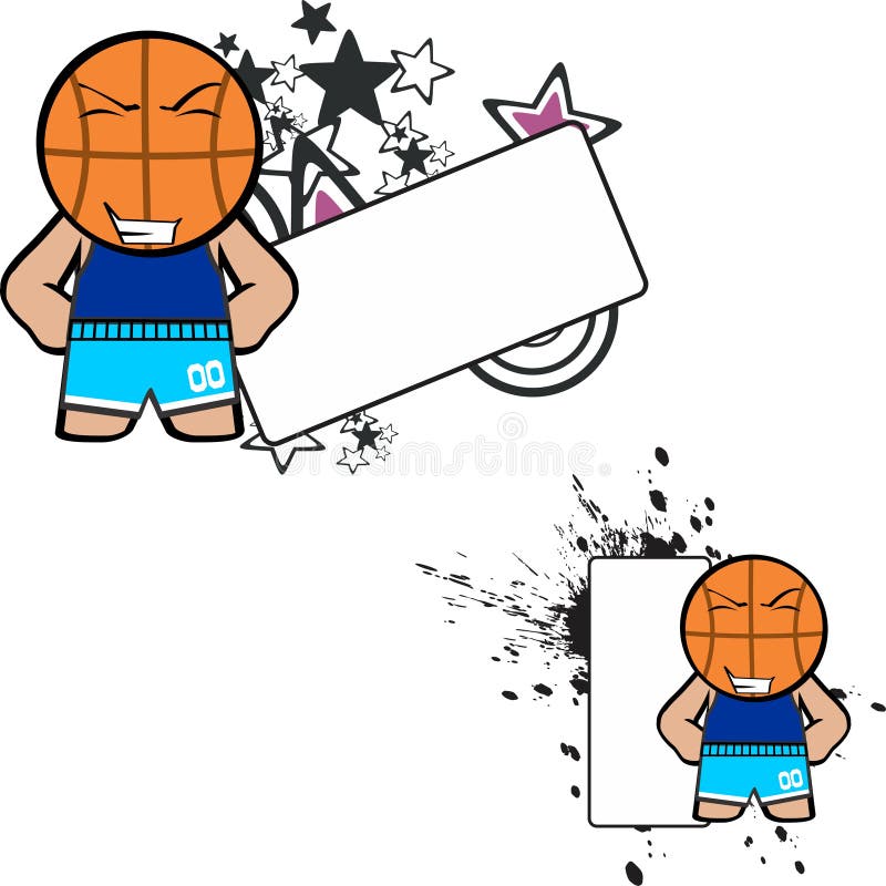 Funny Basketball Ball Head Kid Cartoon Expression Billboard Set Stock ...