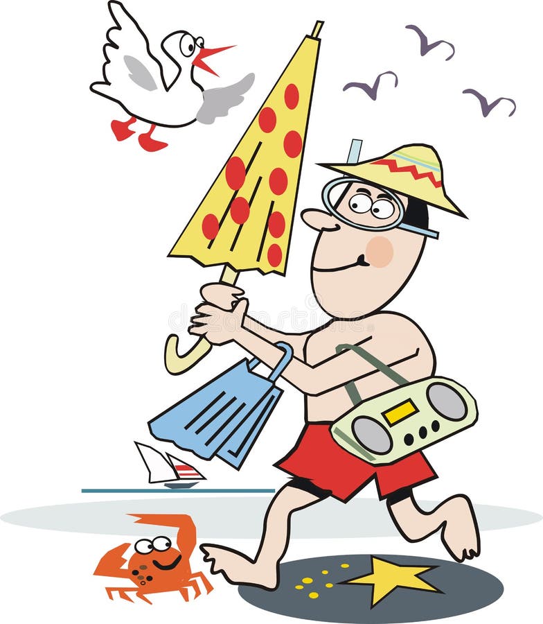 Funny beach cartoon stock illustration. Illustration of crab - 13534966
