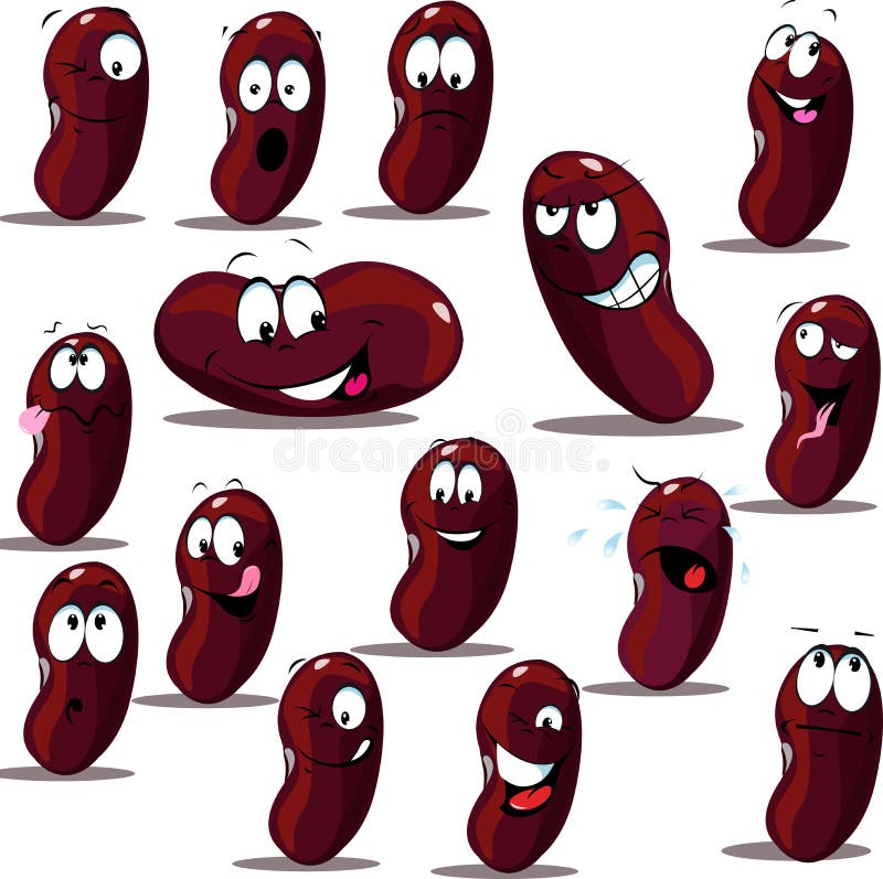 Funny Bean Legume Character Vector Illustration Collection Emoticon ...