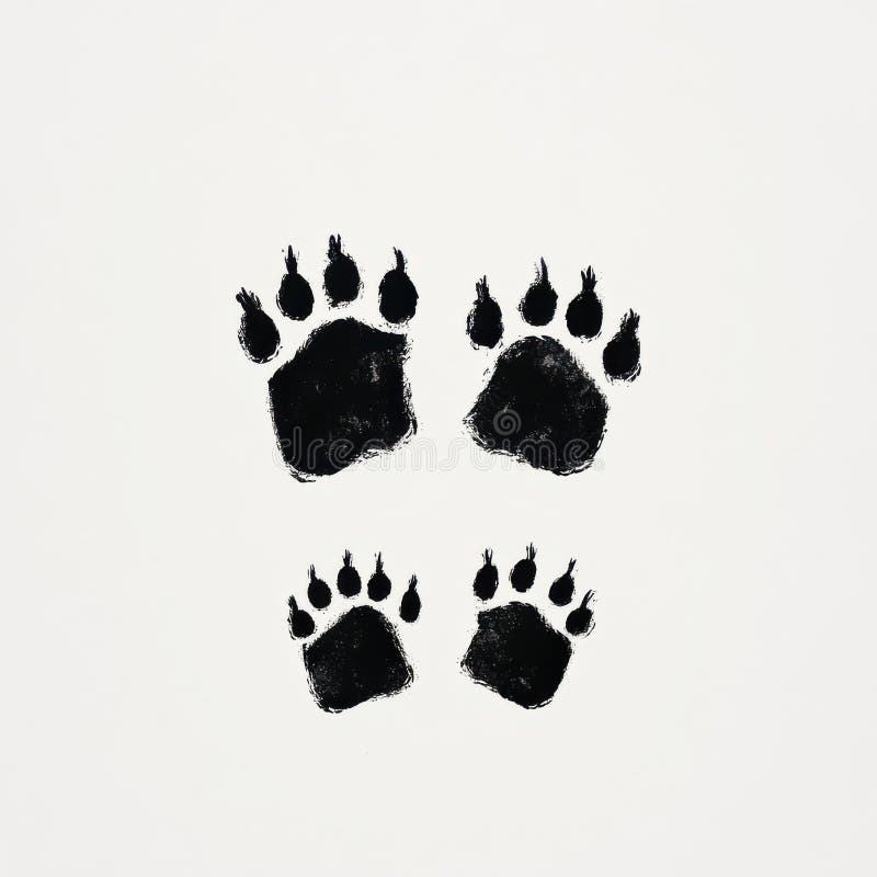 Funny Bear Paw Print Design in Cursive Font Stock Illustration ...