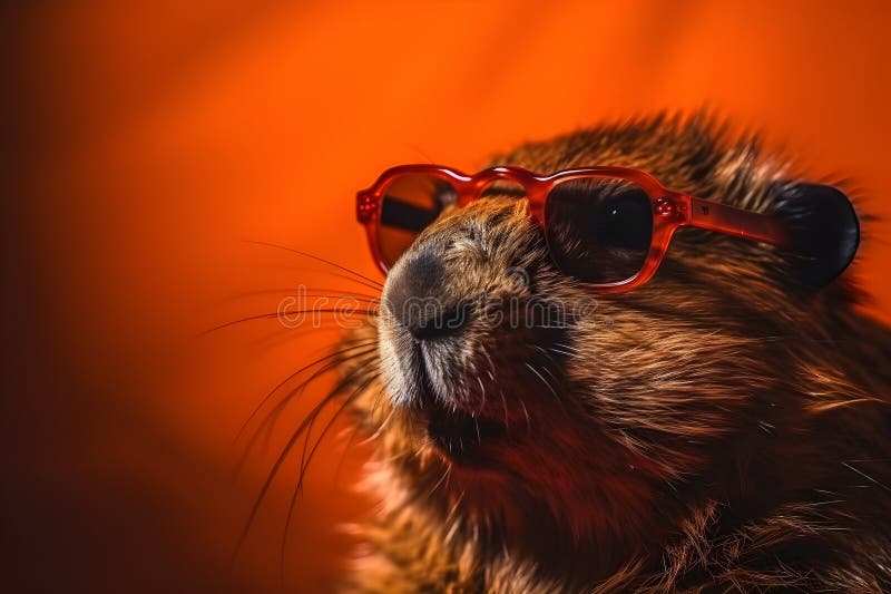 Funny Beaver Wearing Sunglasses in Studio with a Colorful and Bright ...