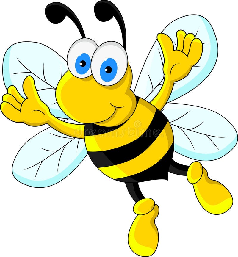 Happy Bee Cartoon with Blank Sign Stock Illustration - Illustration of ...