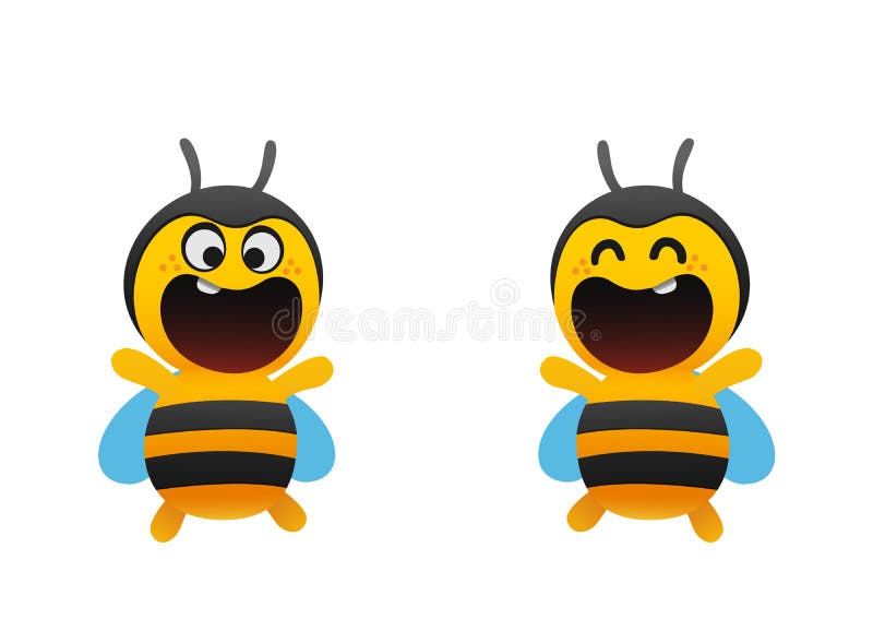 Funny Bee Smiles Broadly Two Types Stock Vector - Illustration of ...