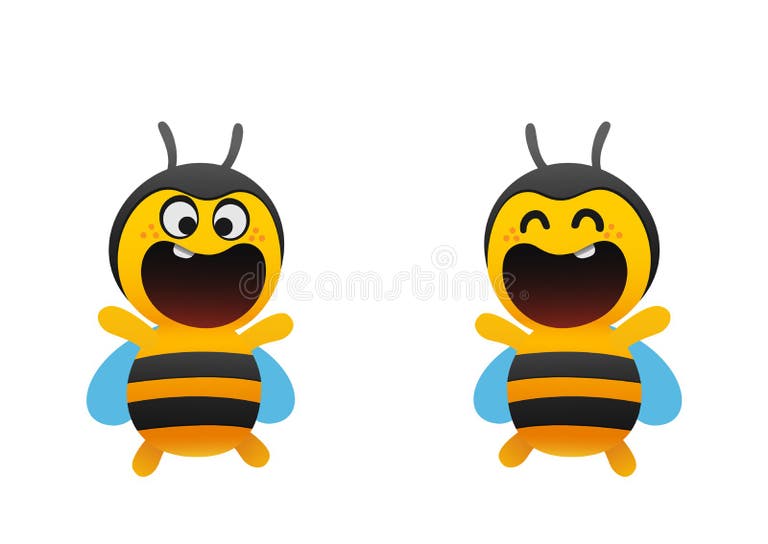 Funny Bee Smiles Broadly Two Types Stock Vector - Illustration of ...