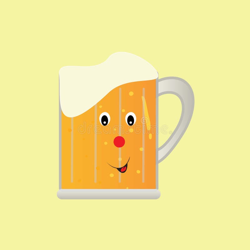 Cute Pint of Beer Character Cartoon Style on White Background Stock ...