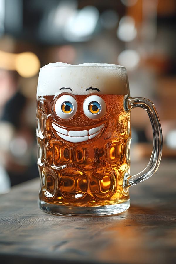 A Funny Beer Mug with Eyes and a Smile Stock Illustration ...