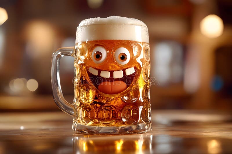 A Funny Beer Mug with Eyes and a Smile Stock Illustration ...