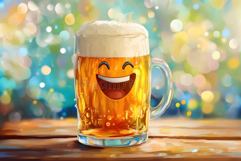 A Funny Beer Mug with Eyes and a Smile Stock Illustration ...