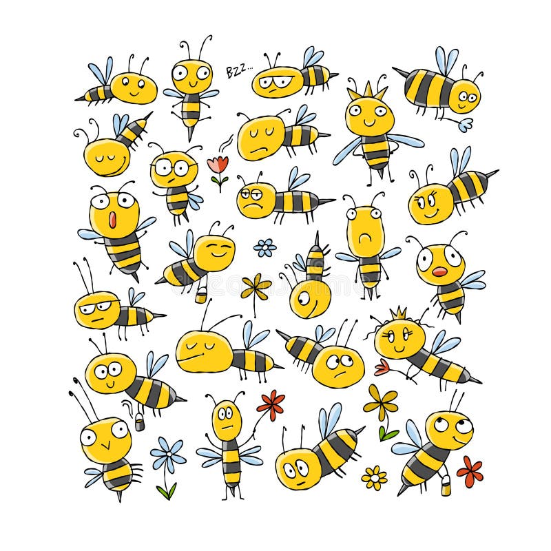 Funny Bees Family. Beehive for Your Design Stock Vector - Illustration ...