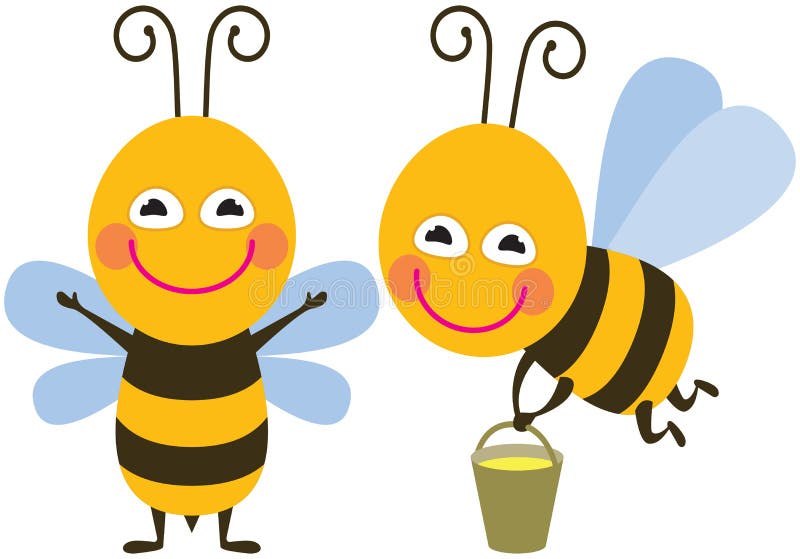 Funny bees stock vector. Illustration of cartoon, painting - 74358942