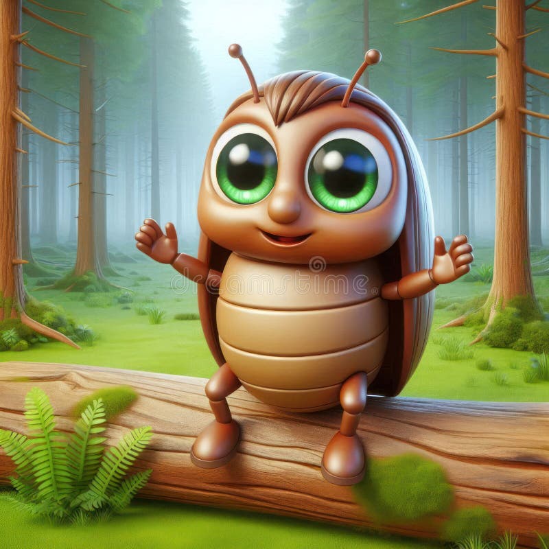 A Funny Beetle with Big Eyes Against the Background of the Forest ...