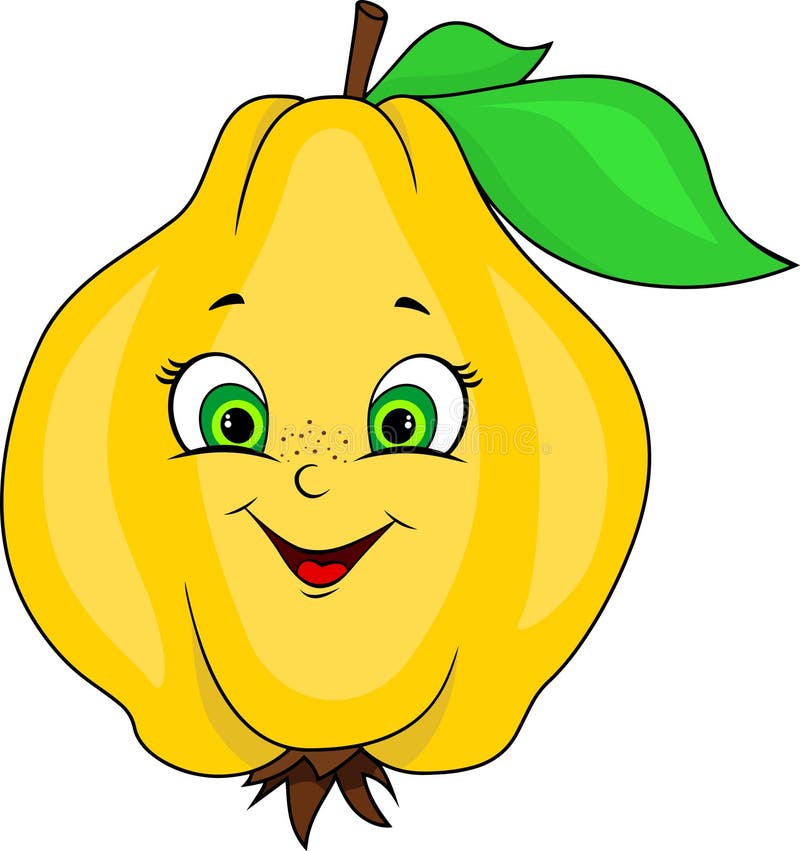 Cartoon Funny Quince in Vector Stock Vector - Illustration of cartoon ...