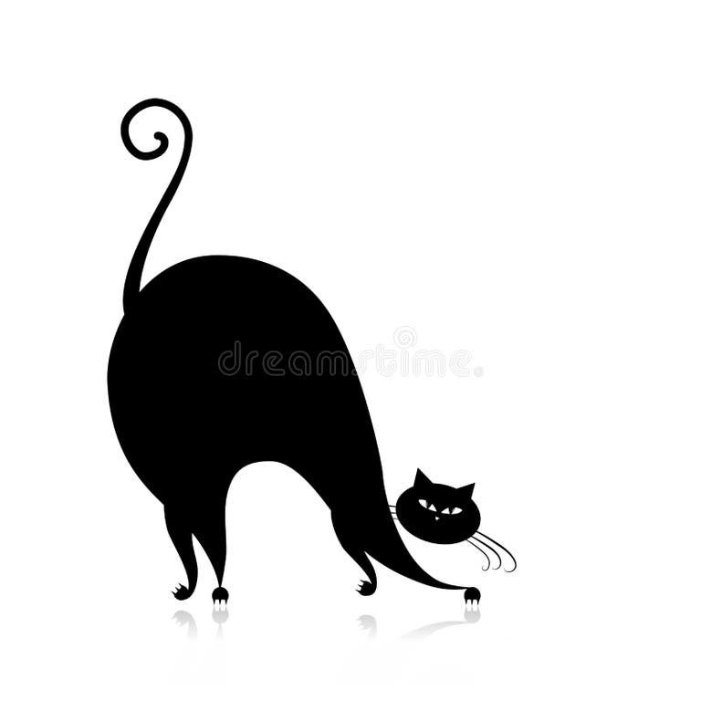 Funny Big Cat Silhouette for Your Design Stock Vector - Illustration of ...