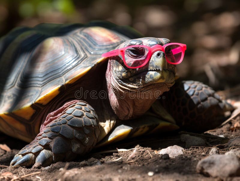 Funny Big Turtle in Cool Pink Glasses Stock Illustration - Illustration ...