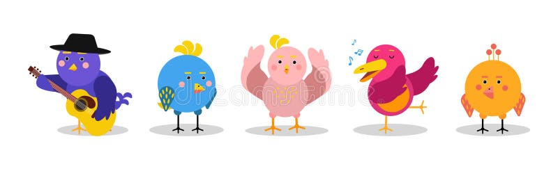 Funny Bird Characters with Wings and Beaks Vector Set Stock Vector ...