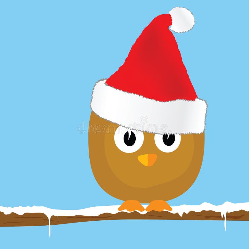 Funny Bird with Christmas Hat Art Vector Stock Vector - Illustration of ...