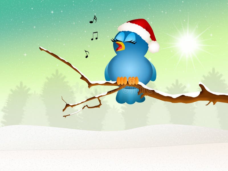 Funny bird at Christmas stock illustration. Illustration of decorations ...