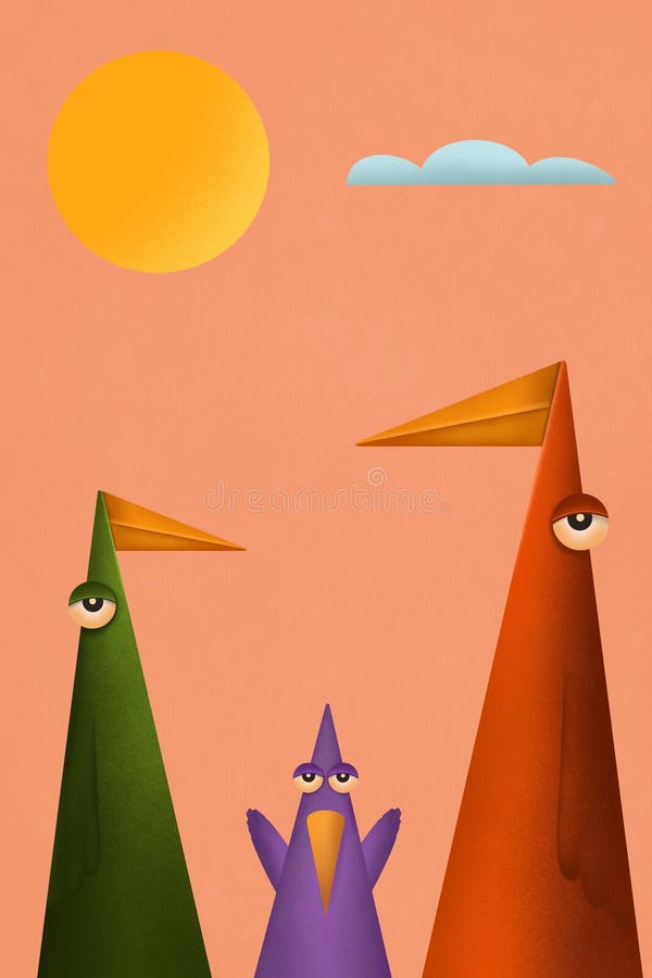 Funny bird family stock illustration. Illustration of natural - 258108937