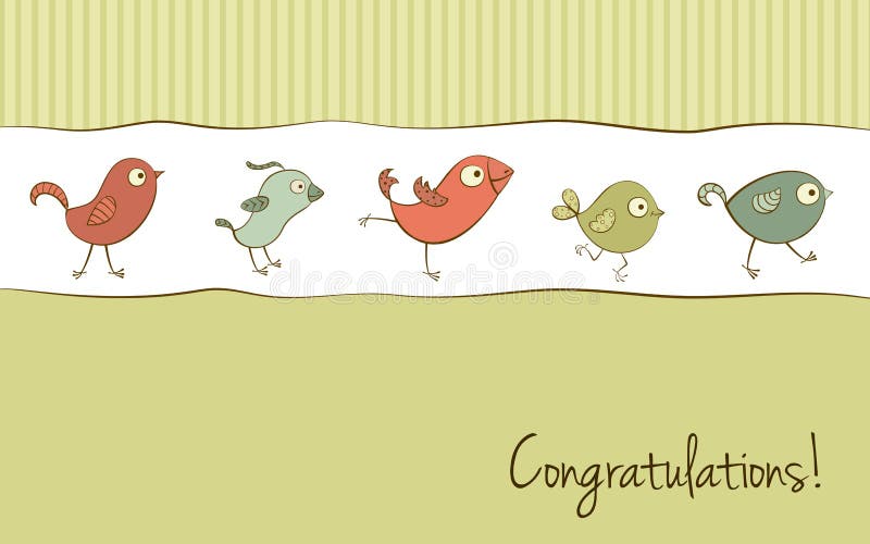 Congratulations Card with Bird Stock Vector - Illustration of artistic ...
