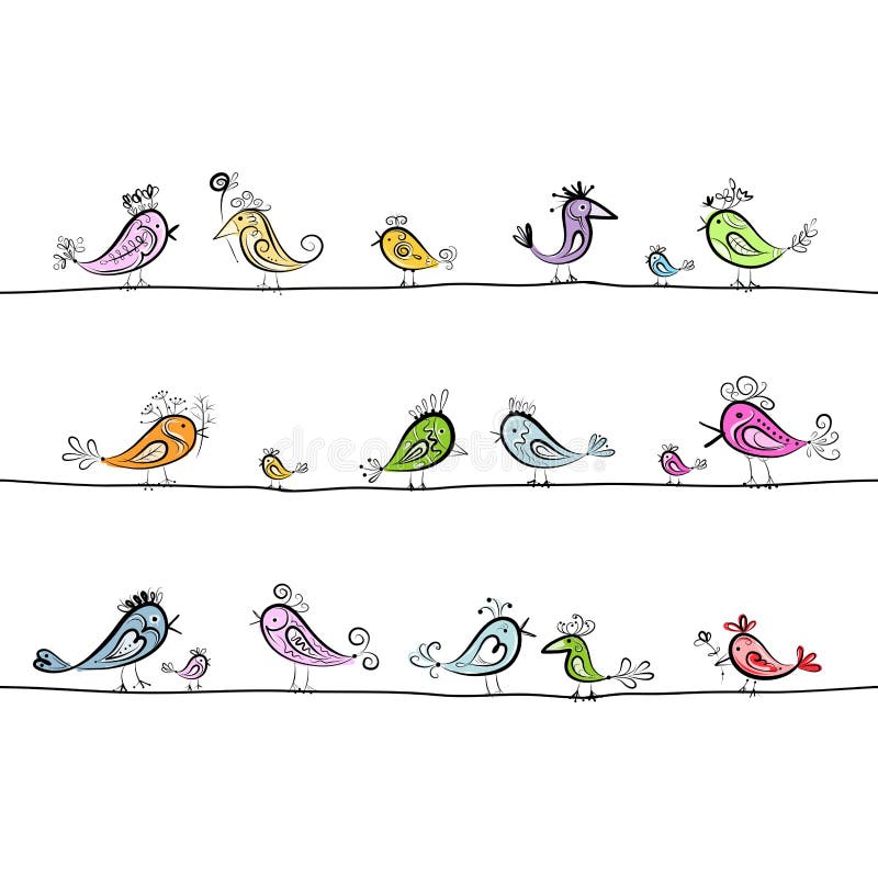 Funny Birds, Seamless Pattern for Your Design Stock Vector ...