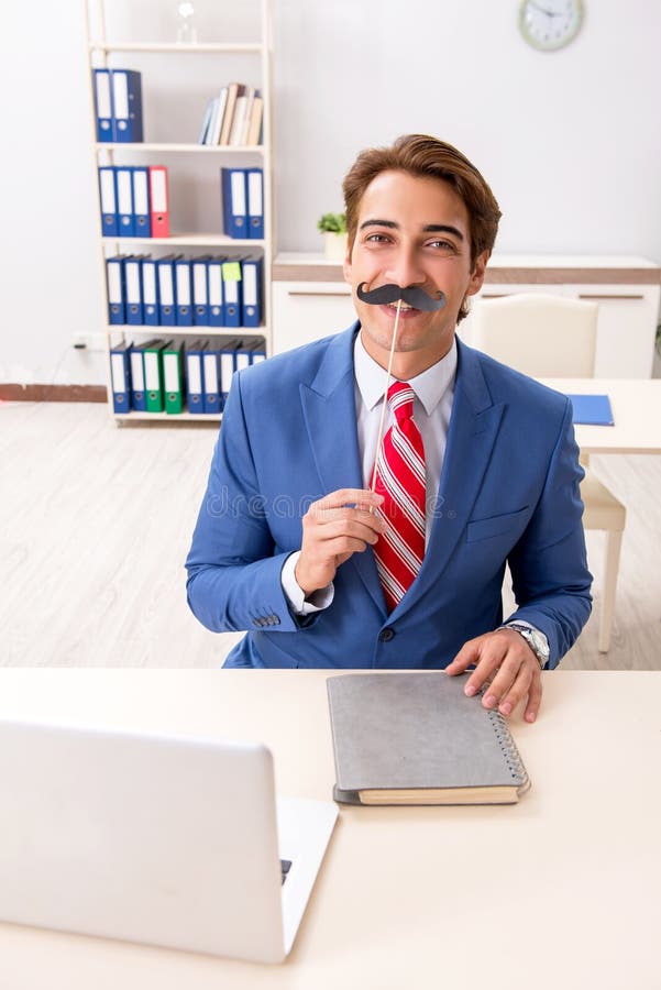The Funny Bisinessman with Fake Moustache in the Office Stock Image ...
