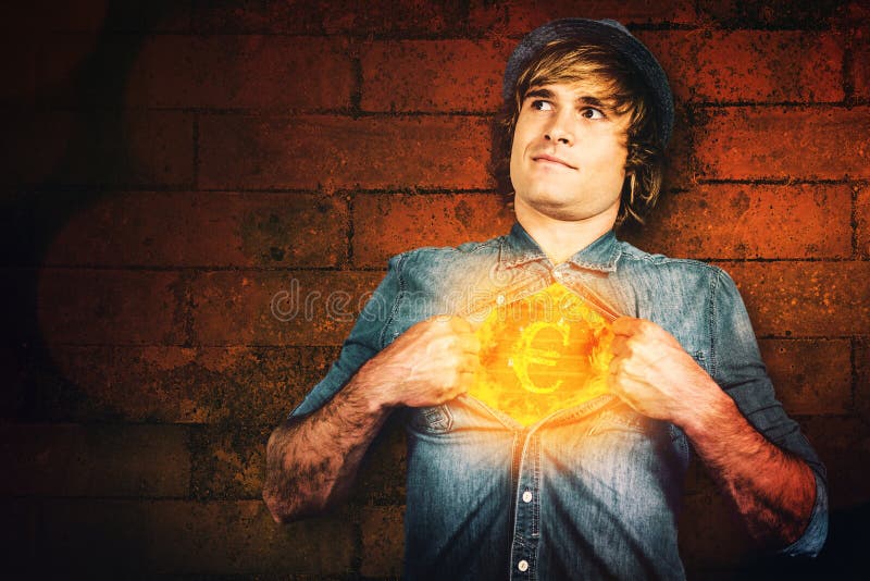 Composite Image of Funny Blond Hipster Taking Off His Shirt Stock Image ...