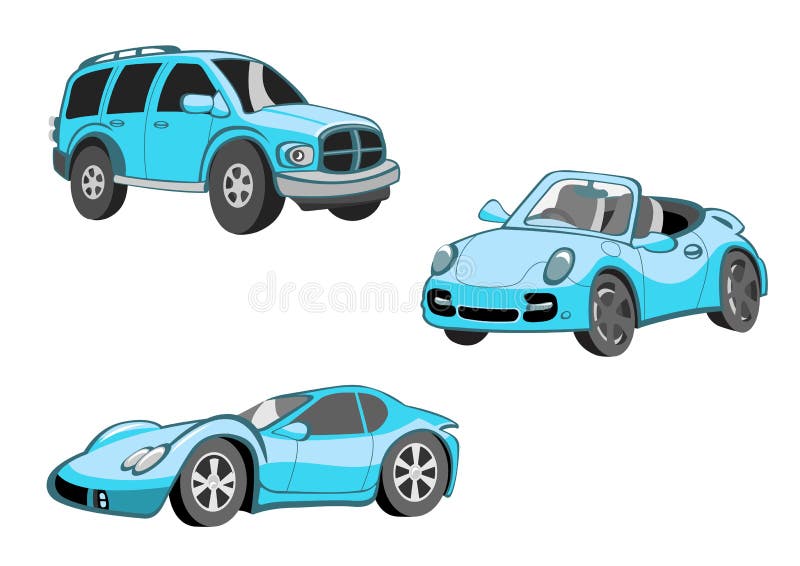 Funny blue cars stock vector. Illustration of cartoon - 7208529