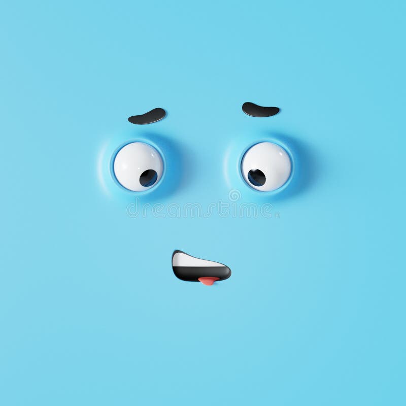 Funny Blue Cartoon Square Character. 3d Render Stock Illustration ...