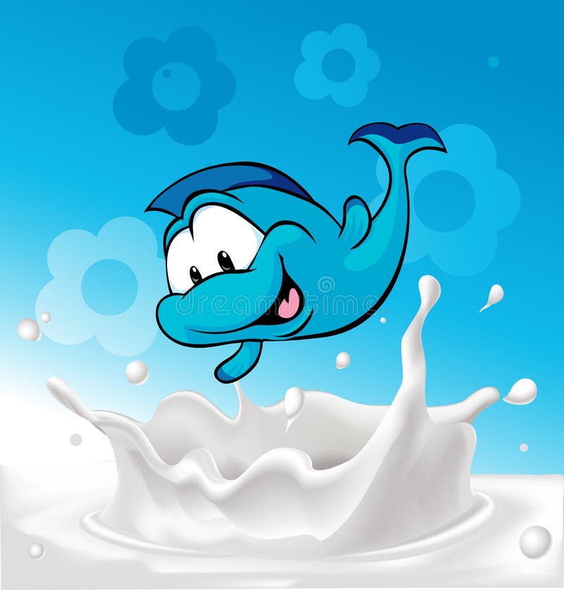 Blue Milk Design with Milk Splash, Farm Animal and Sunset - Vector ...