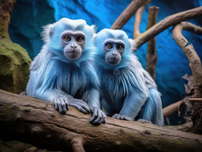 Funny blue monkeys stock illustration. Illustration of expressive ...