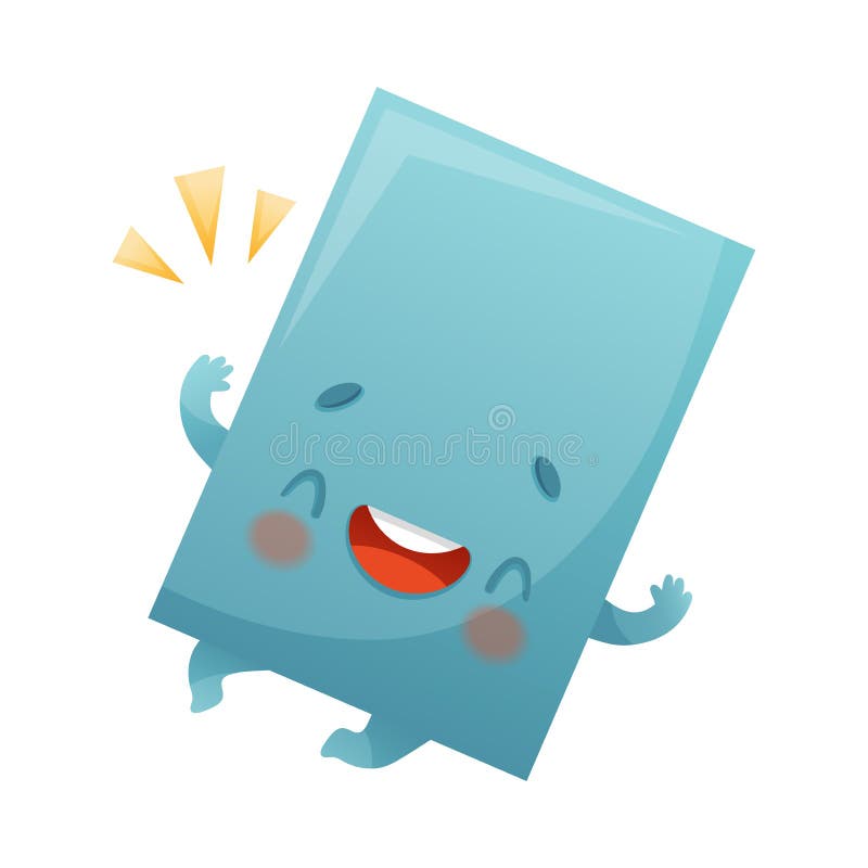 Funny Blue Rectangle As Geometric Shape Character Jumping with Joy ...