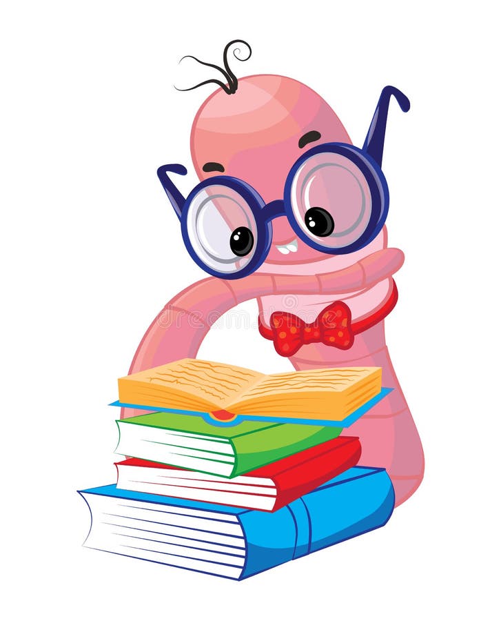 Funny Bookworm Reading Stack Books Stock Illustrations – 93 Funny ...