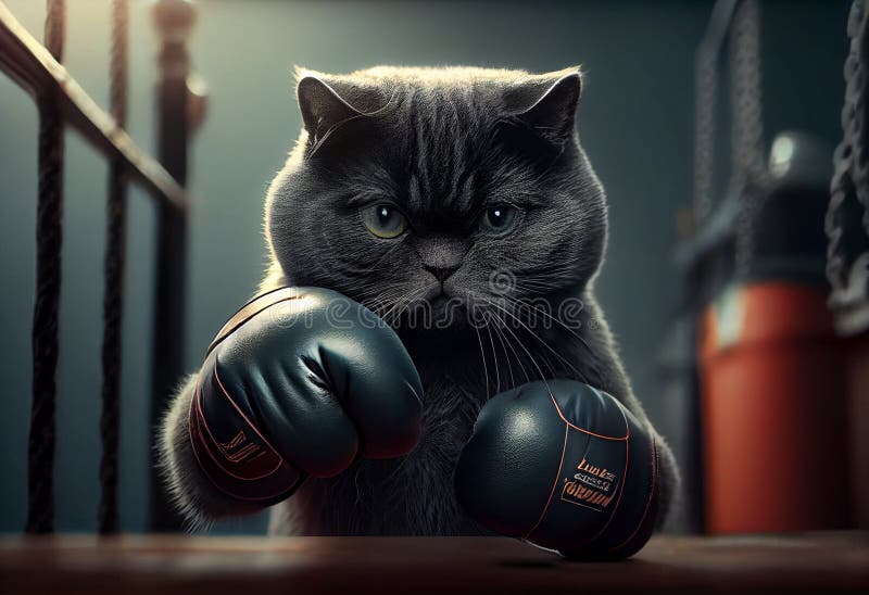 Funny boxer cat stock photo. Image of fight, place, ring - 293546524