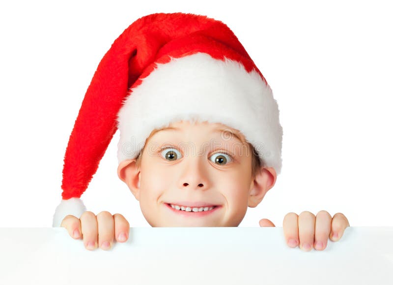 Funny Boy in a Rad Santa Hat Stock Photo - Image of holiday, eyes: 27690836