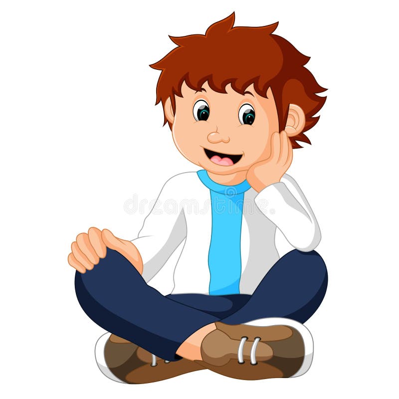 Funny Boy sitting stock vector. Illustration of character - 91864349