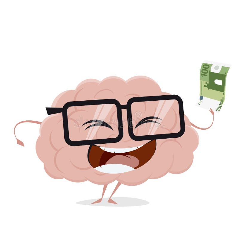 Funny brain with bank note stock vector. Illustration of clipart ...