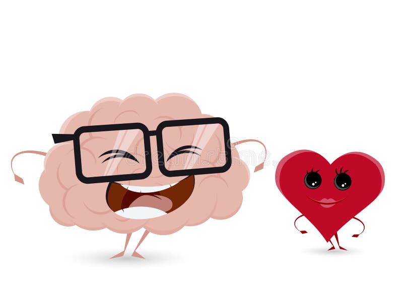 Funny brain and heart stock vector. Illustration of isolated - 87512656