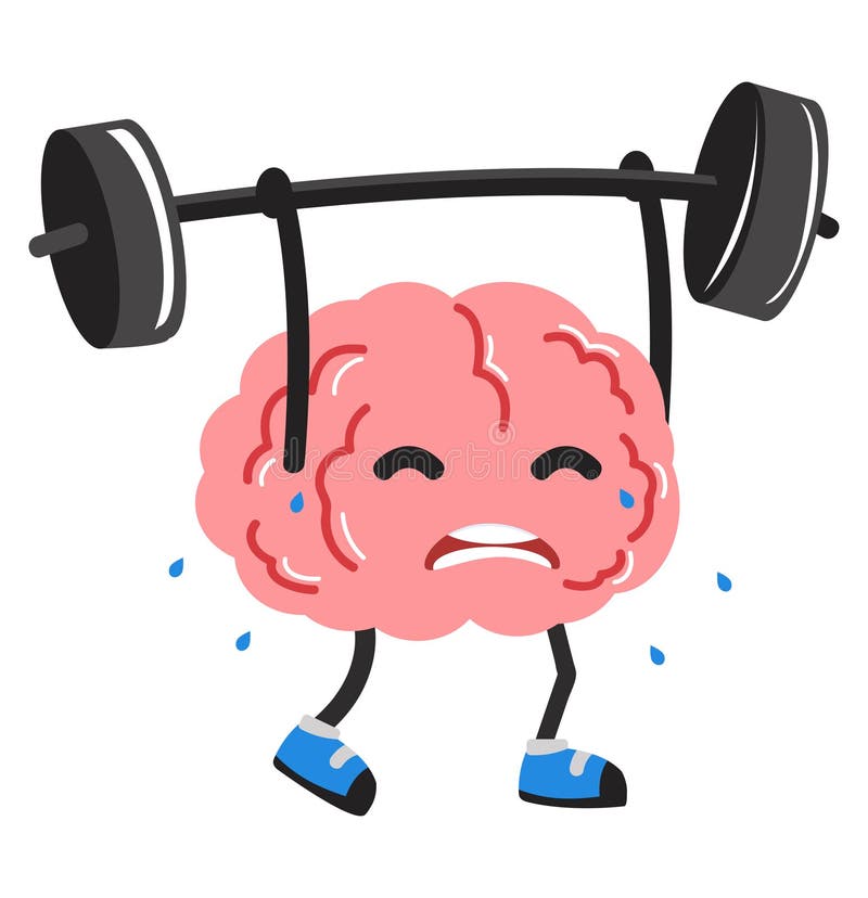 Funny Brain Lifting Weights Over Head Training Stock Vector ...