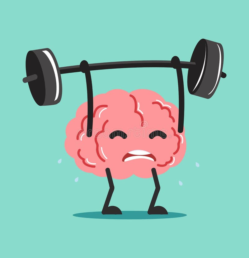 Funny Brain Lifting Weights Over Head Stock Vector - Illustration of ...