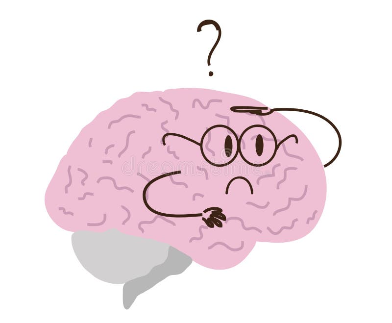 Funny Brain is Looking for an Answ Er on a White Background. Stock ...