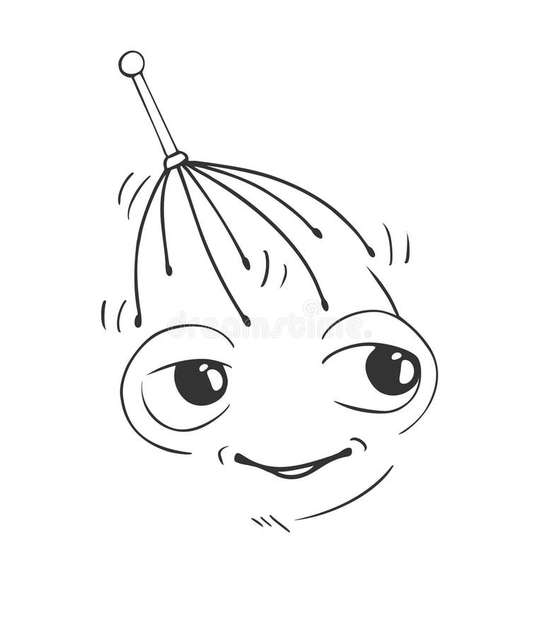 Funny Brain Massage Head Draw Stock Vector - Illustration of relax ...