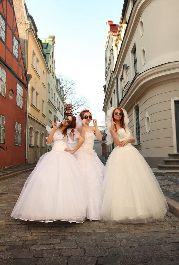 Funny brides stock image. Image of glass, outdoors, hair - 24507027