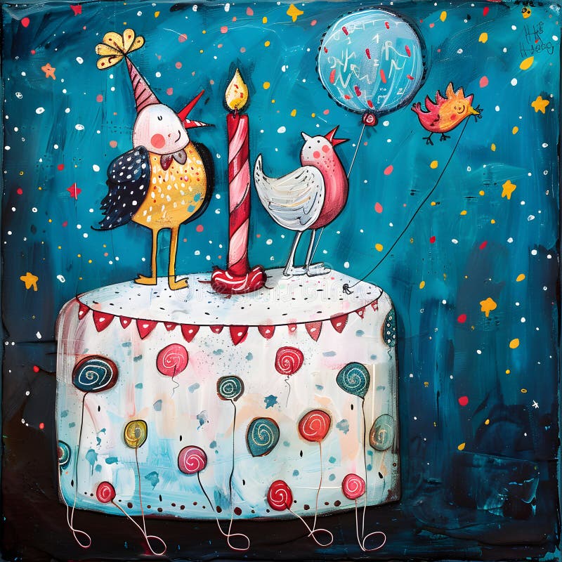 Funny Bright Happy Birthday Card Stock Illustration - Illustration of ...